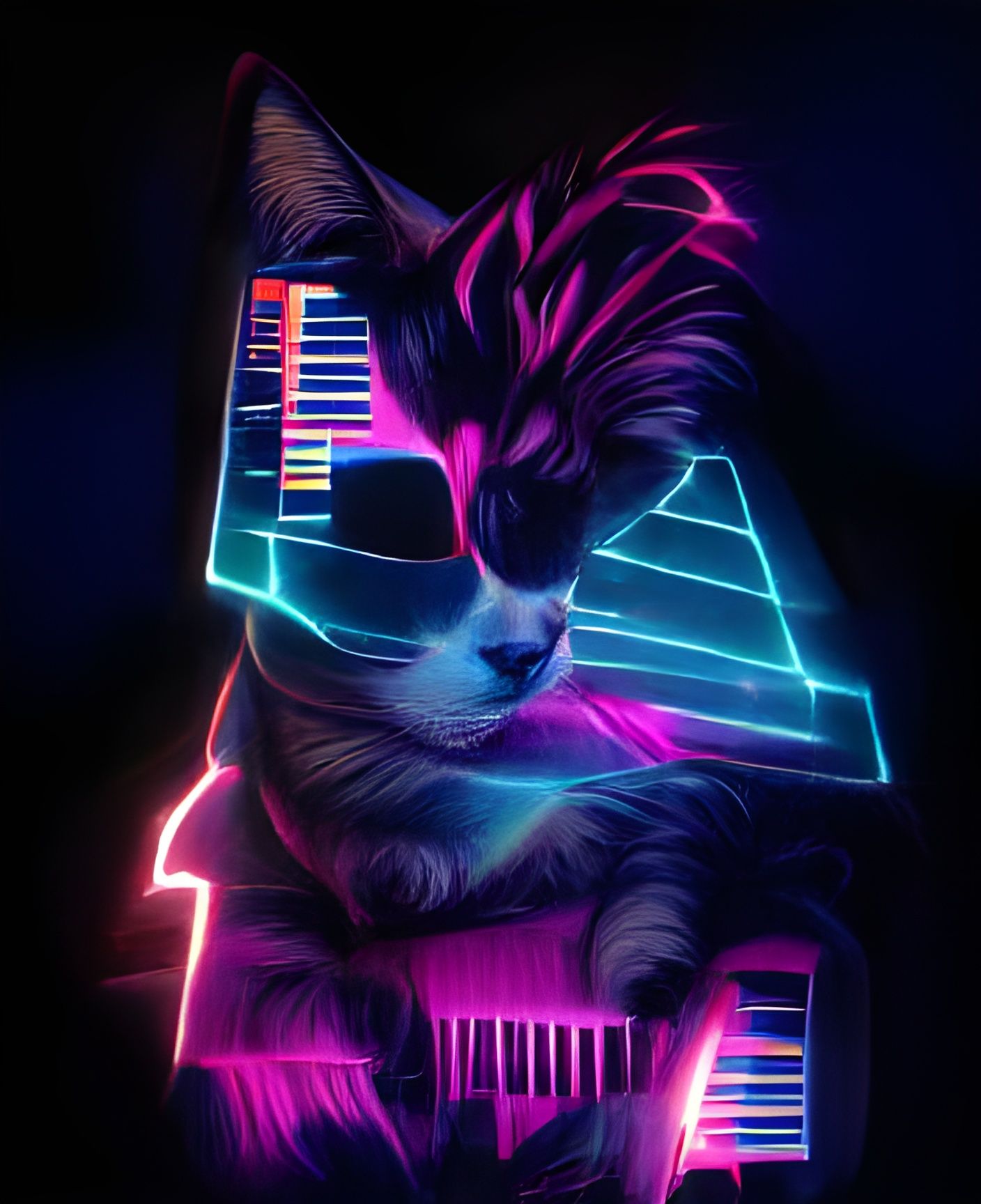 synthwave cat - AI Generated Artwork - NightCafe Creator