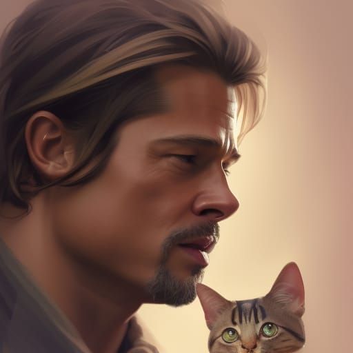 "OMG it's Brad Pitt..." - smol cat - AI Generated Artwork - NightCafe ...