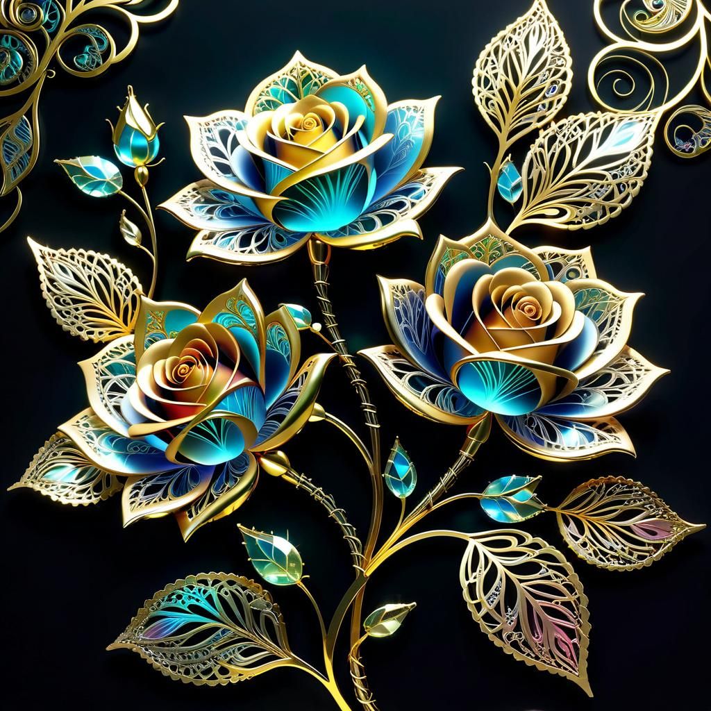 Roses with Zentangle leaves - AI Generated Artwork - NightCafe Creator