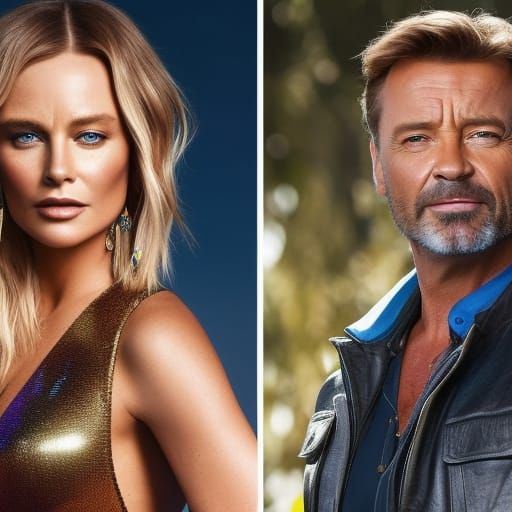 Delta Goodrem, Hugh Jackman - AI Generated Artwork - NightCafe Creator