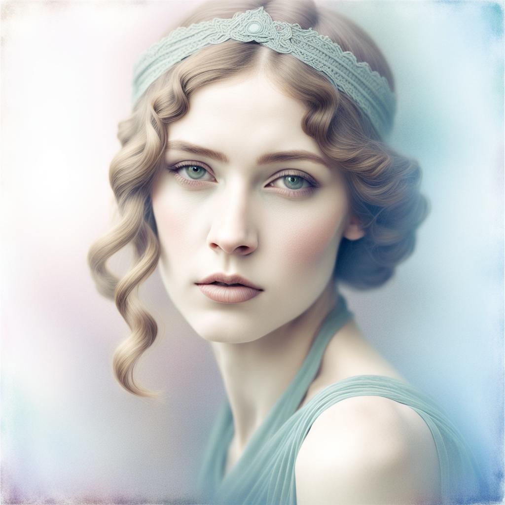 Young Women, Portret, foggy, soft colors, soft texture, Old photo, art ...