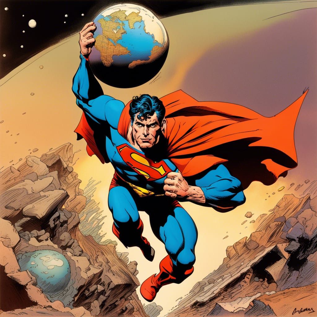 Superman carrying planet Earth - AI Generated Artwork - NightCafe Creator