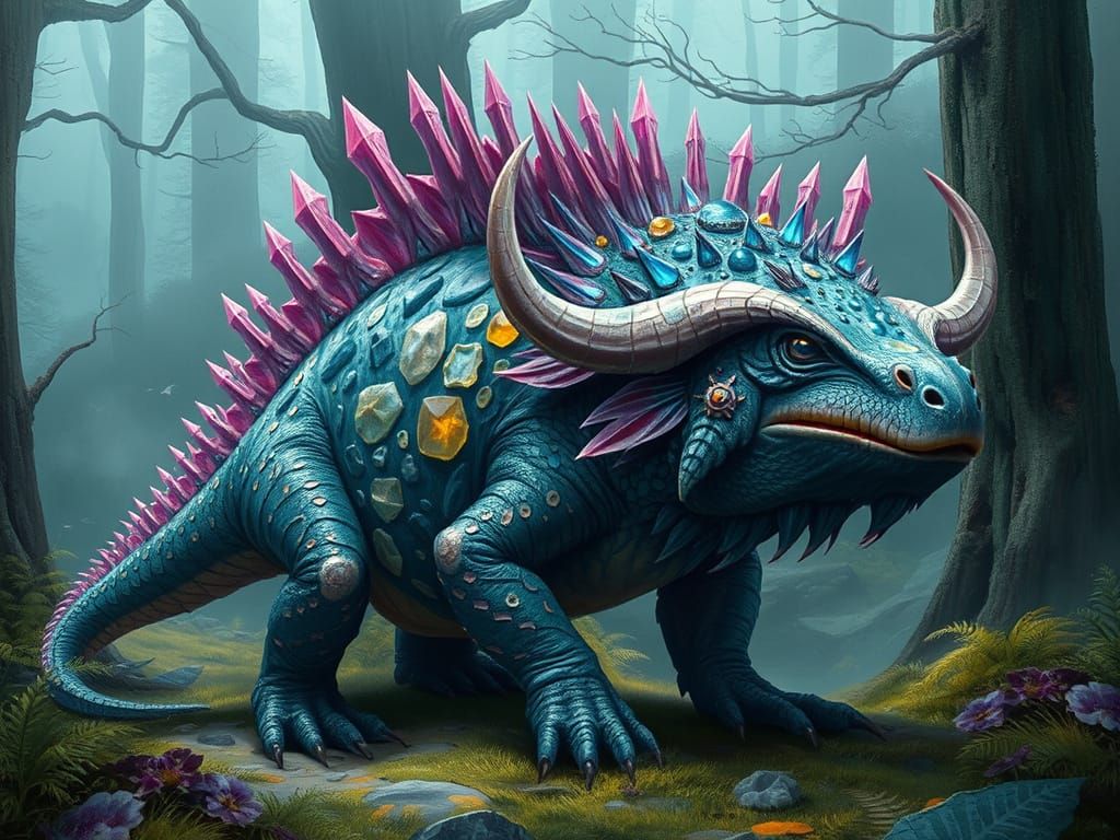 Tuaffalo - Majestic, Iridescent Tuatara-Buffalo Chimera in a...