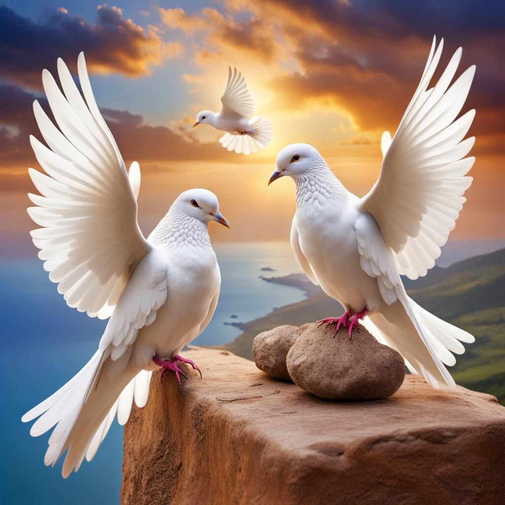 Most Beautifully Stunning, Detailed Picture Of Peace Doves with Amazing Breathtaking Background ...