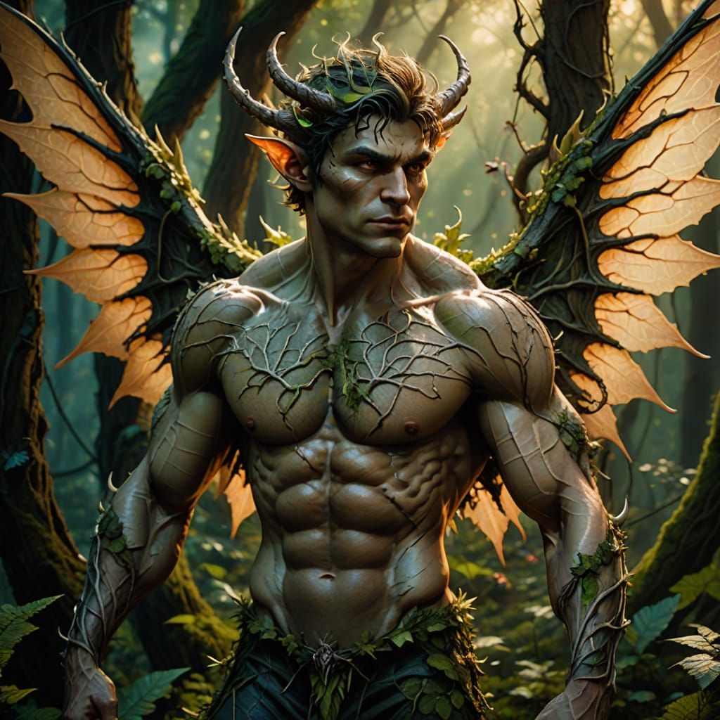 Handsome Pixie Monster in Forest: Hyperrealistic D... - AI Art