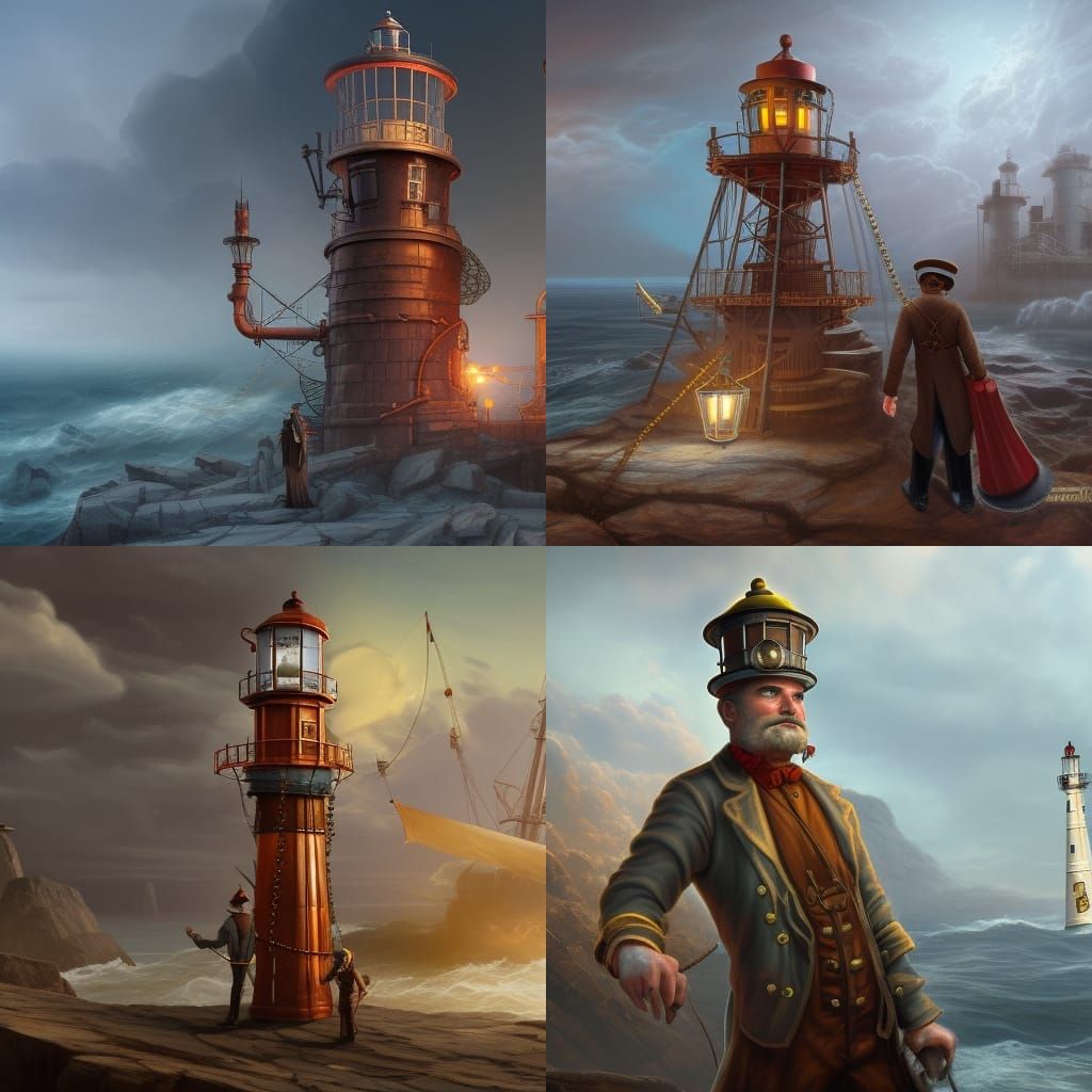 Steam punk lighthouse keeper - AI Generated Artwork - NightCafe Creator