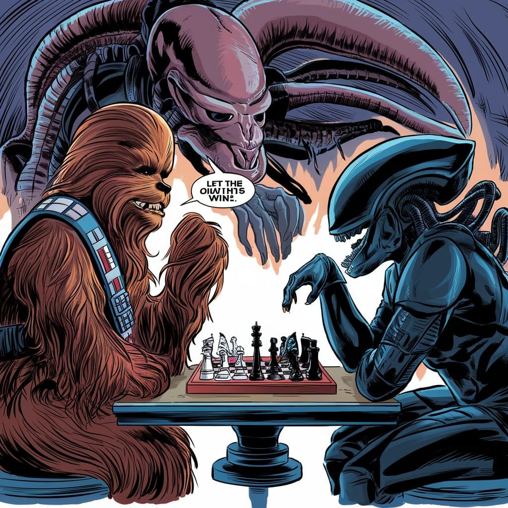 A parody of the chess scene from Start wars a new hope, with a ...