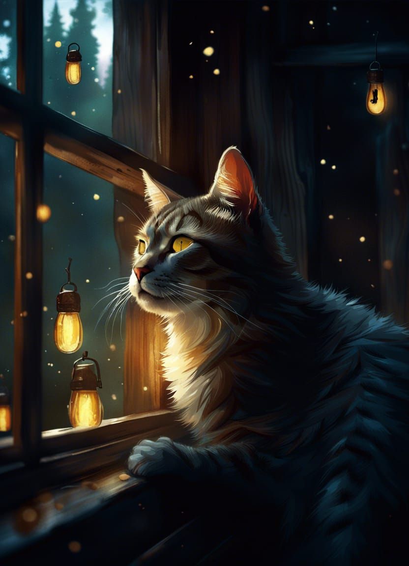 Cat in a cozy cabin - AI Generated Artwork - NightCafe Creator