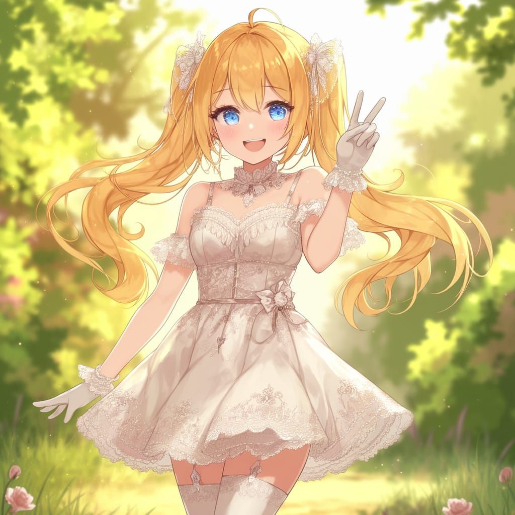 Princess 😘 - Ethereal Anime Princess in Vibrant Sunlit Gard...