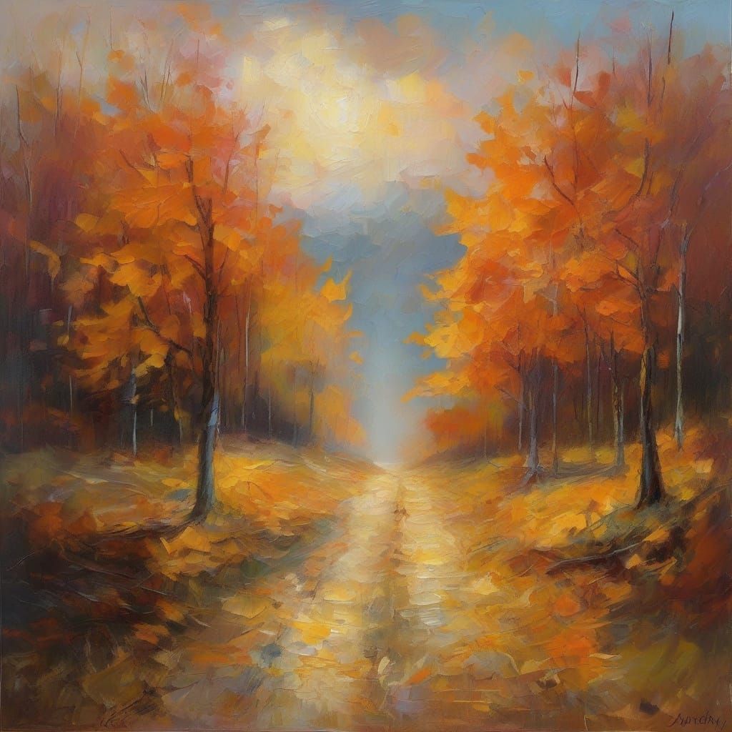 Surreal Autumn Goddess Unveils Golden Forest - AI Art