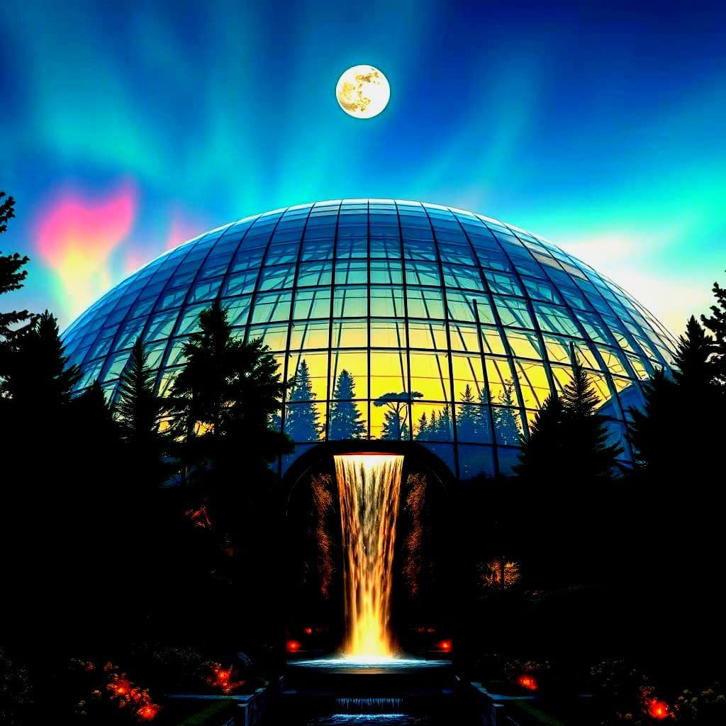 Surreal Glass Dome Planet Earth 2.0 at Sunset with... - AI Art