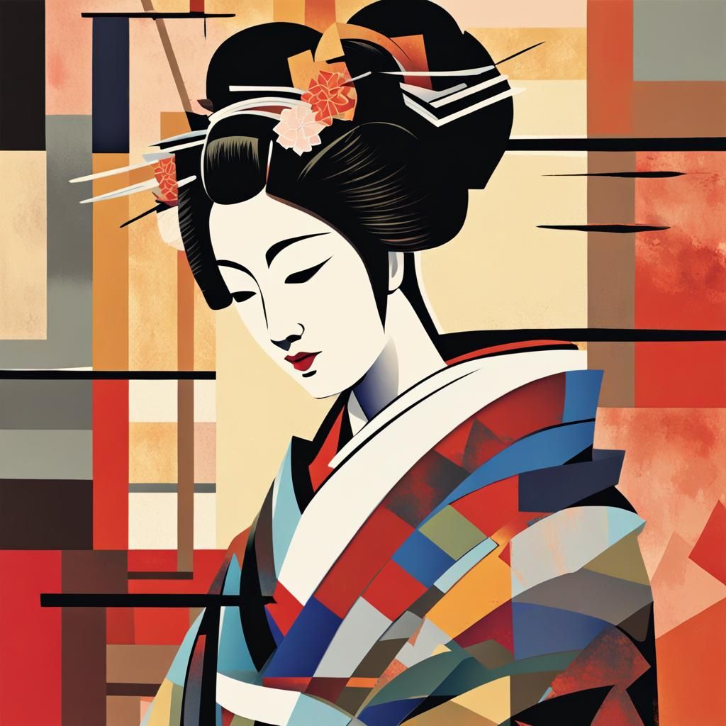 geisha abstract art - AI Generated Artwork - NightCafe Creator
