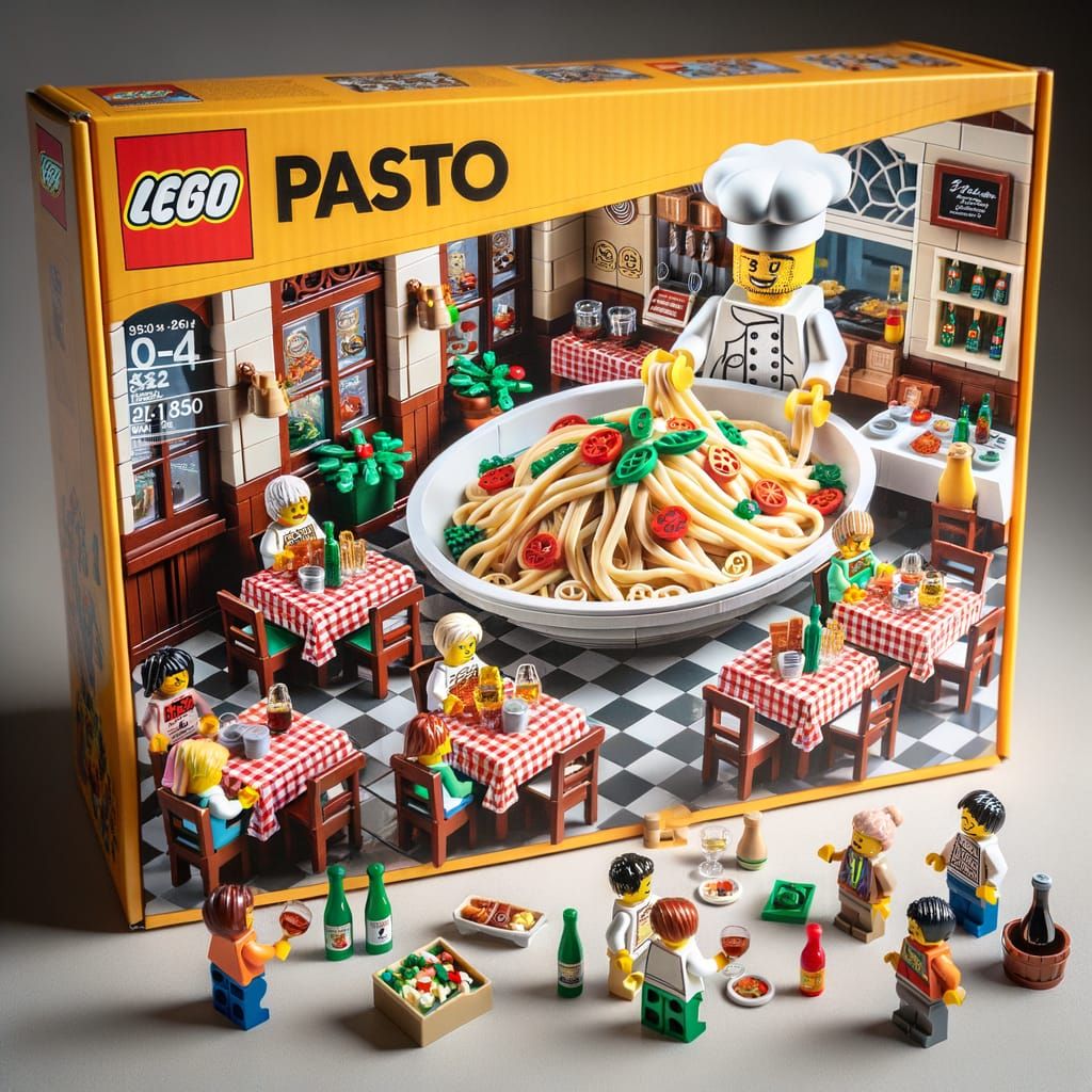 lego box set: pasta plate, Italian pasta restaurant - AI Generated ...