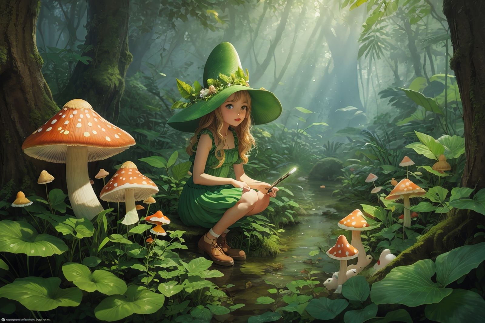 Little green elf in the forest - AI Generated Artwork - NightCafe Creator