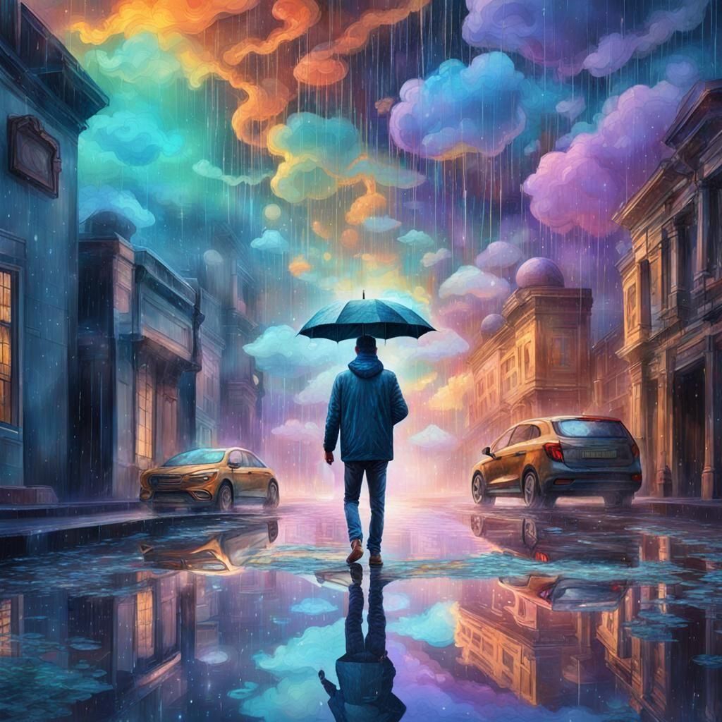 Psychedelic rain - AI Generated Artwork - NightCafe Creator