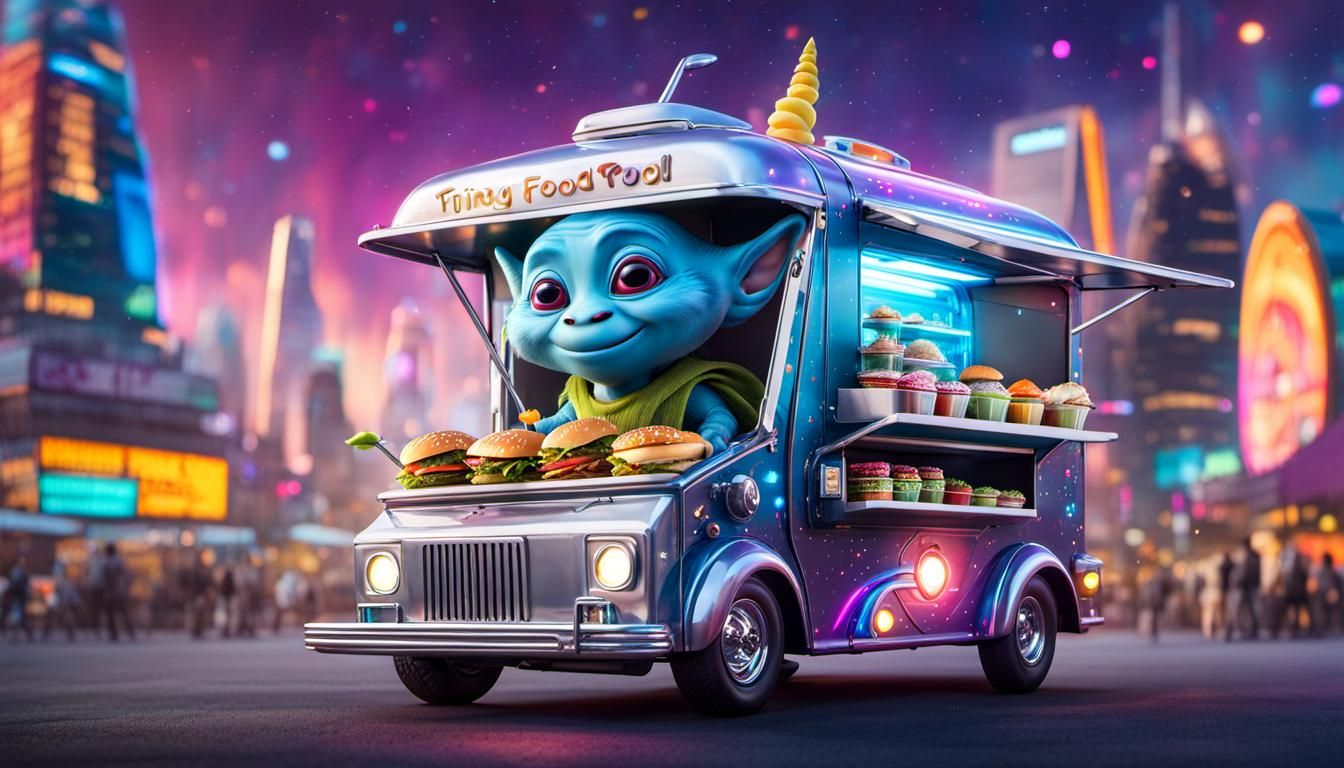 Alien Food Truck - AI Generated Artwork - NightCafe Creator