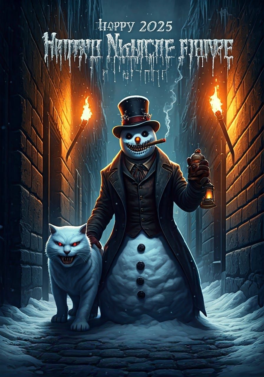 Gothic NightCafe Scene in Icy Dripping Font - AI Art