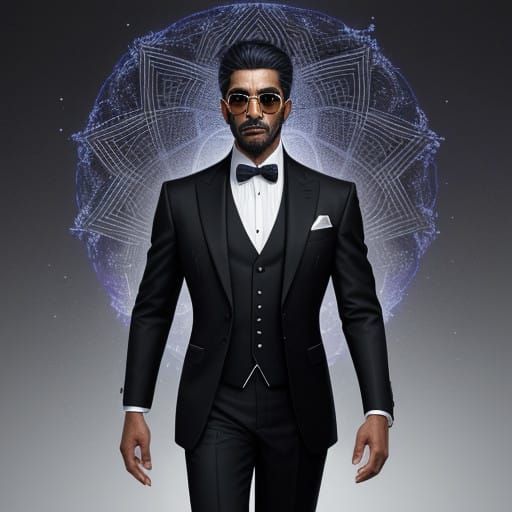 Ethereal Formal Suit in Cosmic Hues - AI Art