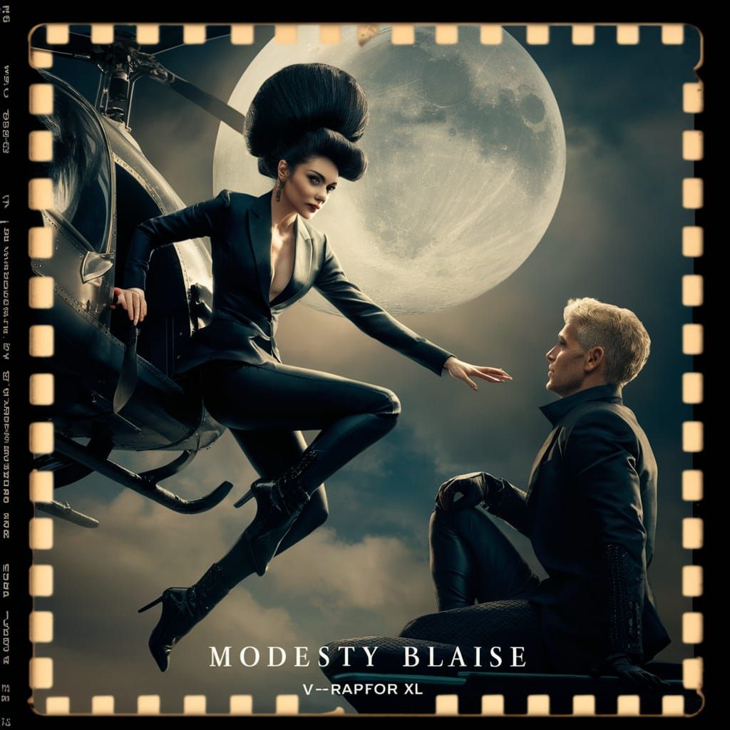 Modesty Blaise movie poster featuring Modesty and Willie Garvin ...