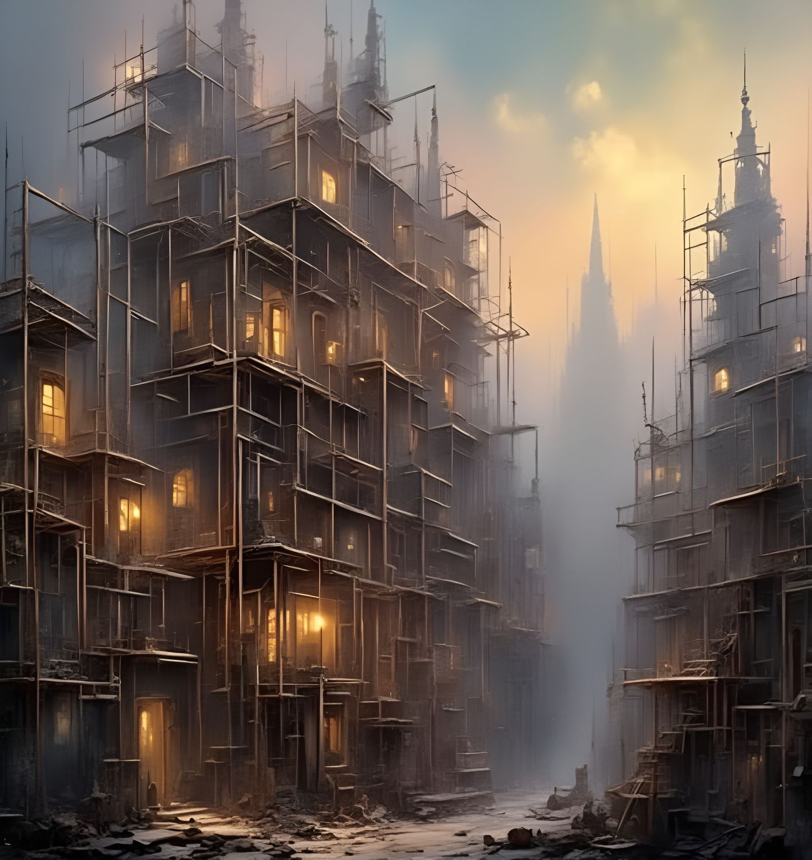 Waiting for the dust to settle - A Steampunk Metropolis Rise...