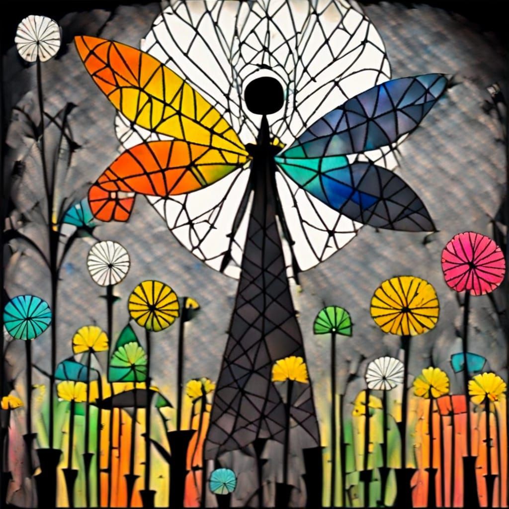 Whimsical Winged Fairies in a Vibrant Dandelion Dr... - AI Art