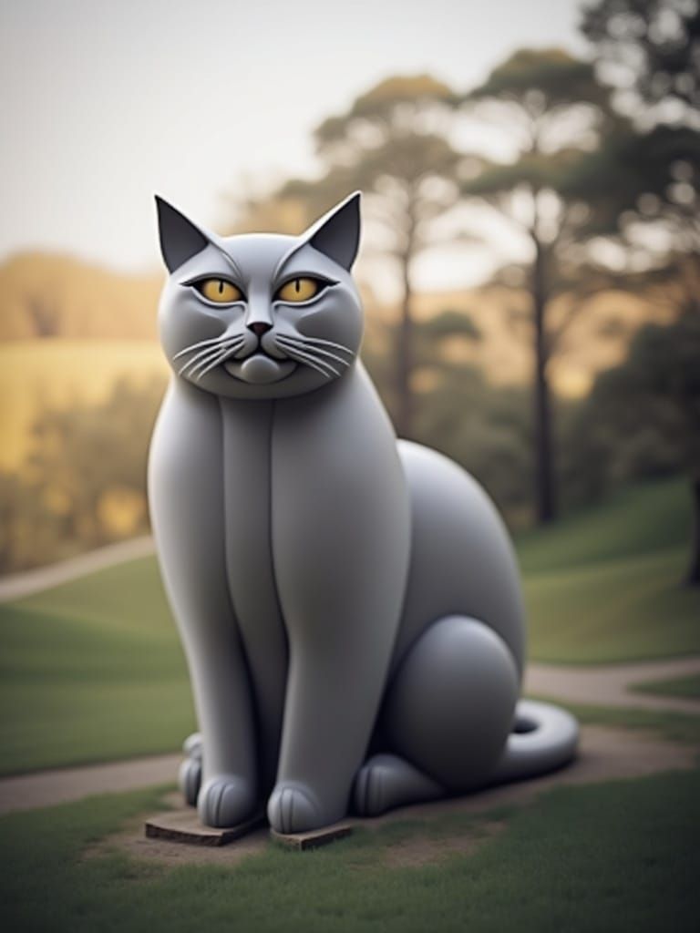 Giant Plastic Cat Sculpture - Surreal Abstract Sculpture of ...