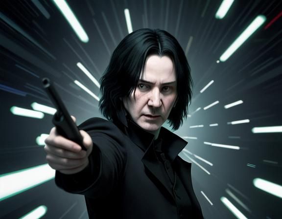 Severus Snape as Neo inside the Matrix, Keanu Reeves style, cyberpunk ...