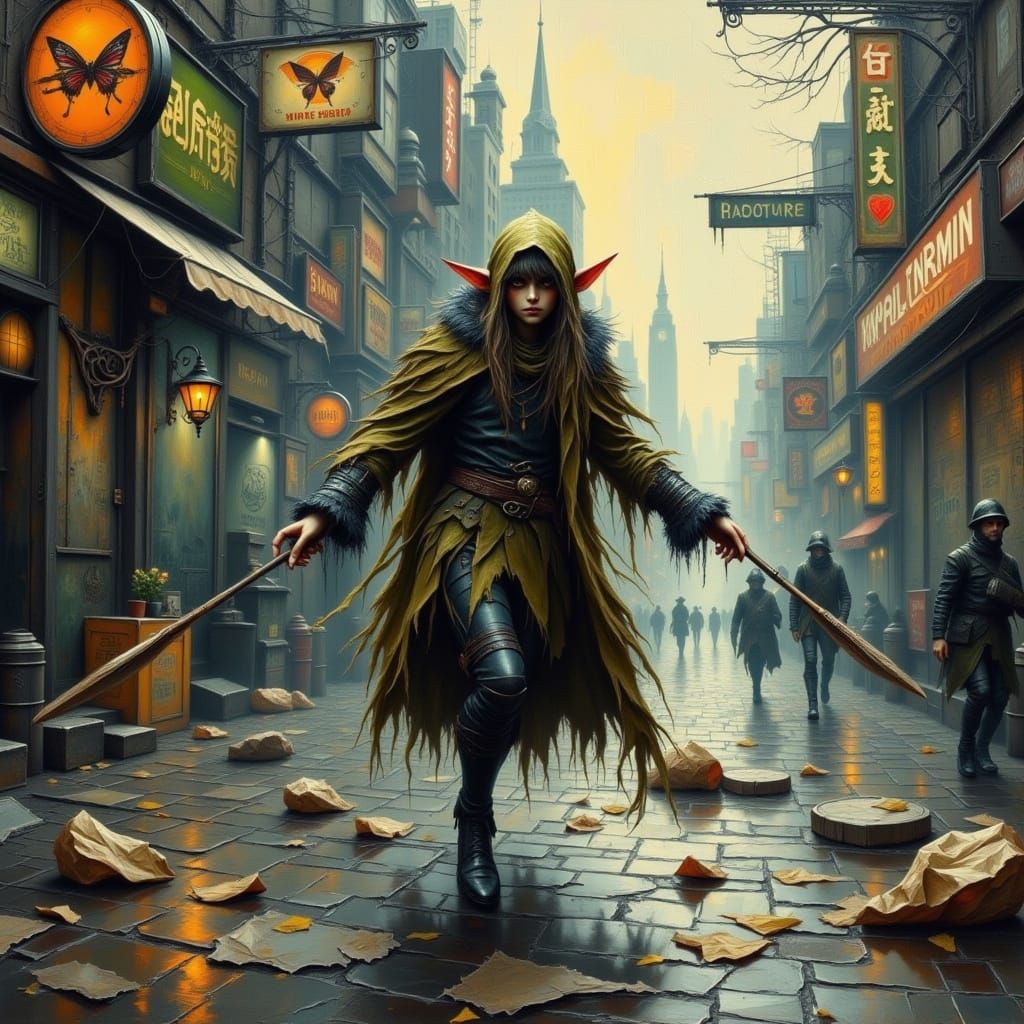 Grunge Dystopian Elf Dancer - AI Art