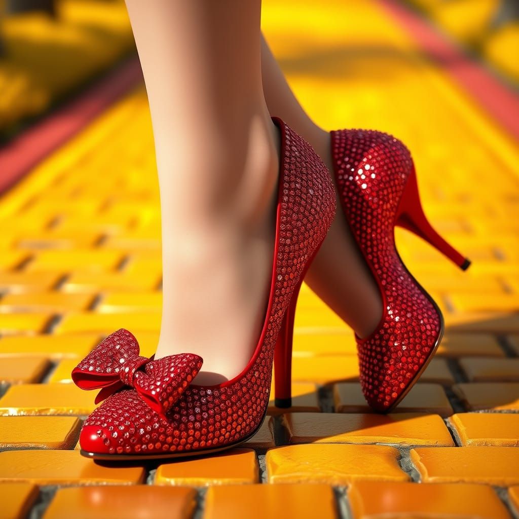 Follow the Yellow Brick Road - Ruby Red High Heel Shoes on Y...