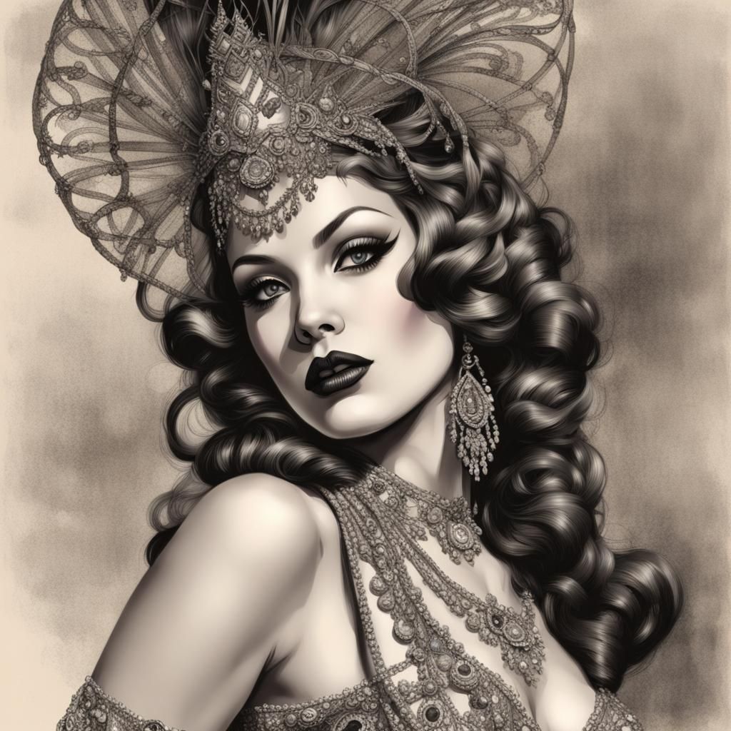 Really detailed picture of the most beautiful Burlesque dancer - AI Generated Artwork ...