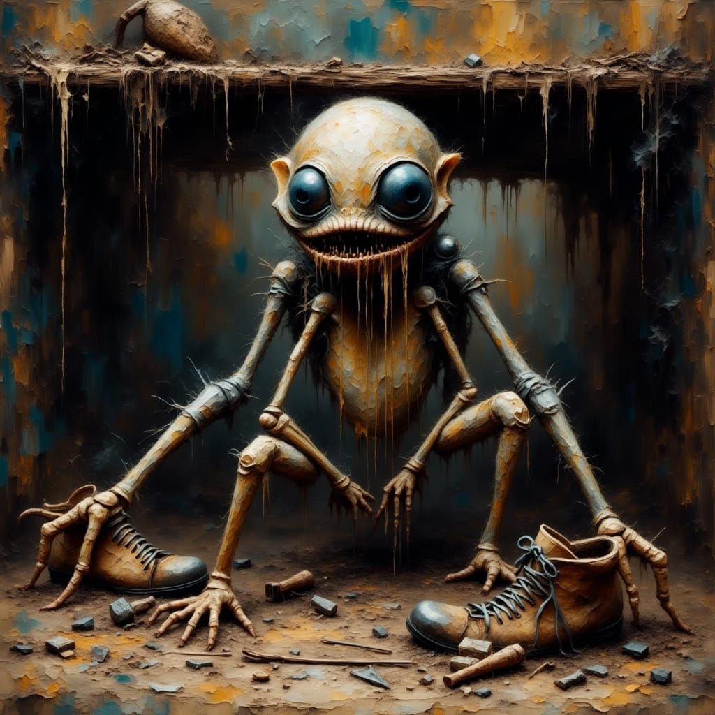 Biomechanical Horror in a Grungy, Smokey World - AI Art