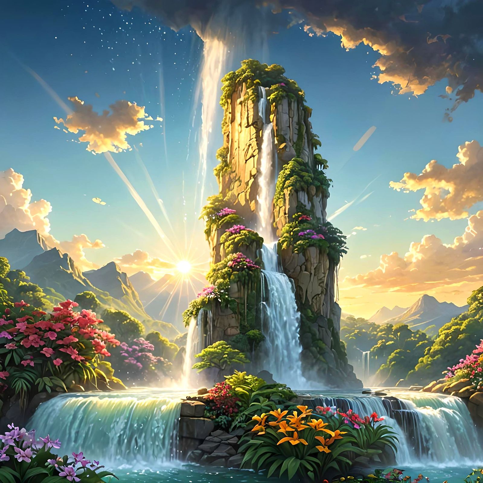 Epic Waterfalls - AI Generated Artwork - NightCafe Creator
