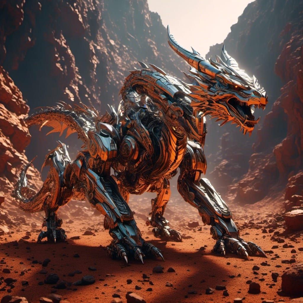 cyber dragon on mars - AI Generated Artwork - NightCafe Creator