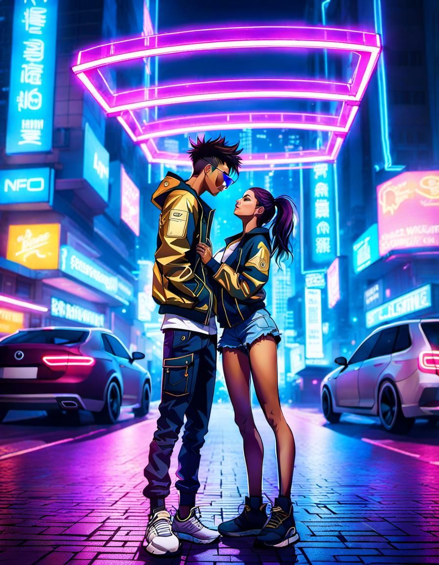 Cyberpunk couple - AI Generated Artwork - NightCafe Creator