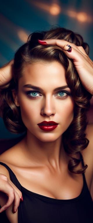 Beautiful Goddess She Has Blue Eyes And Healthy Long Curly Hair She