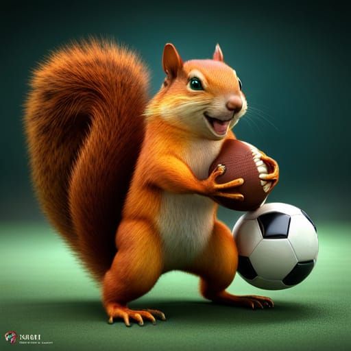 squirrels wearing football equipment and playing football ...