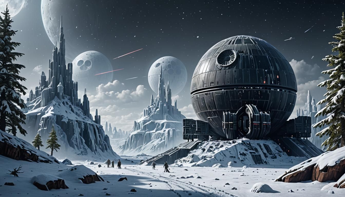 deathstar from star wars in iced snow - AI Generated Artwork ...