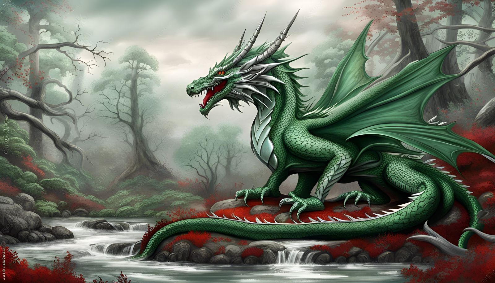 emerald green dragon - AI Generated Artwork - NightCafe Creator