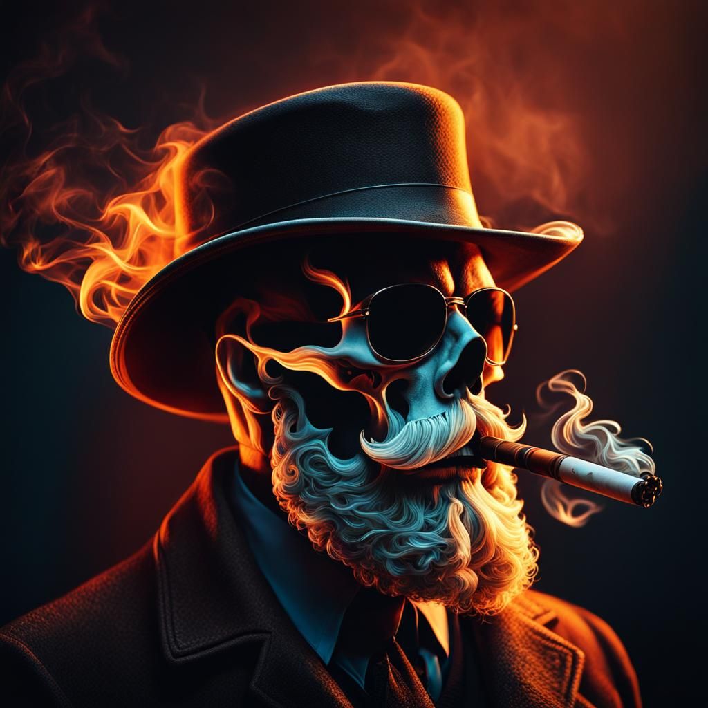 Skull with cigar - AI Generated Artwork - NightCafe Creator