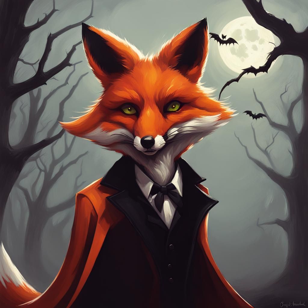 Halloween fox - Personification - AI Generated Artwork - NightCafe Creator