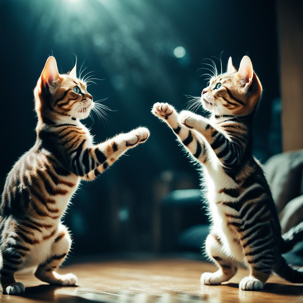 hight five with cats - AI Generated Artwork - NightCafe Creator