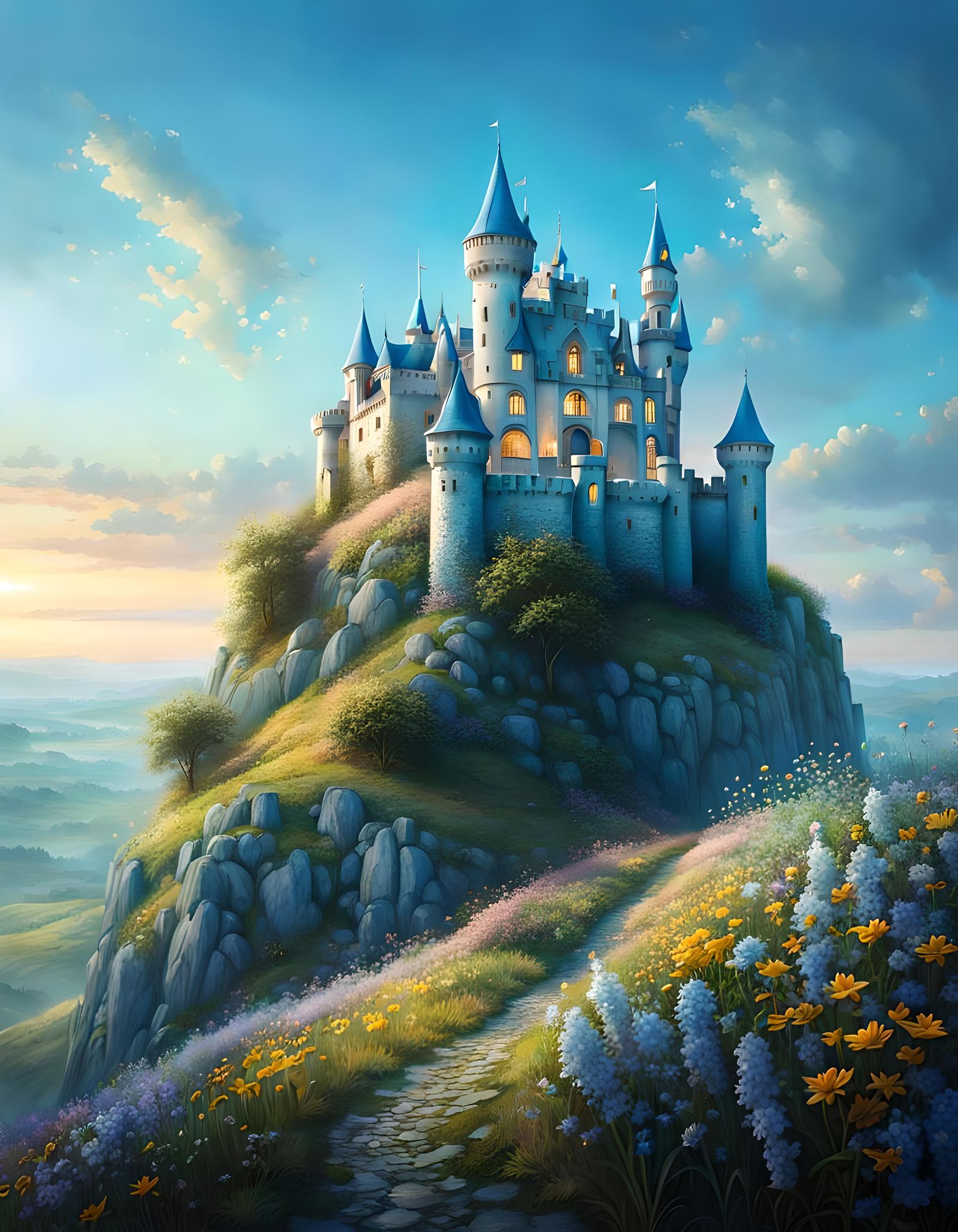 A beautiful light blue castle - AI Generated Artwork - NightCafe Creator