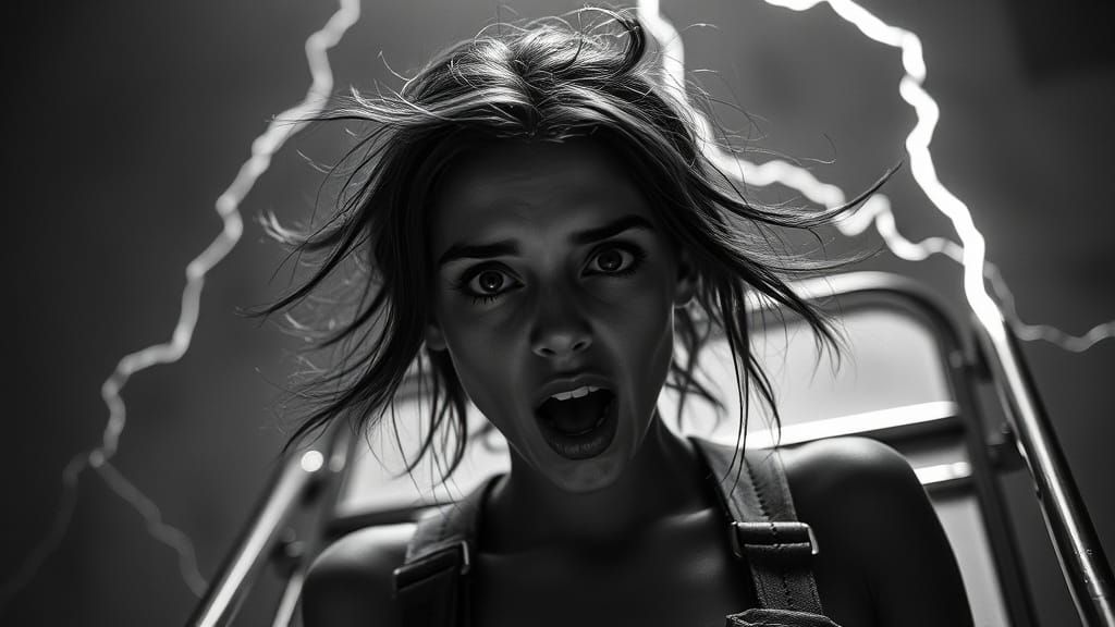 A monochrome minimalist subject in a dramatic, high-contrast ...