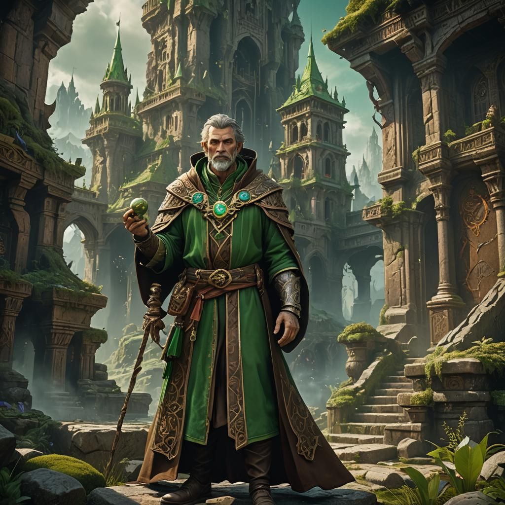 Earth Mage wearing green and brown robes - AI Generated Artwork ...