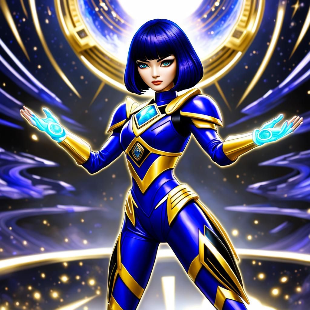 Young Vietnamese Woman with a bob with bangs as the indigo gold raven ...