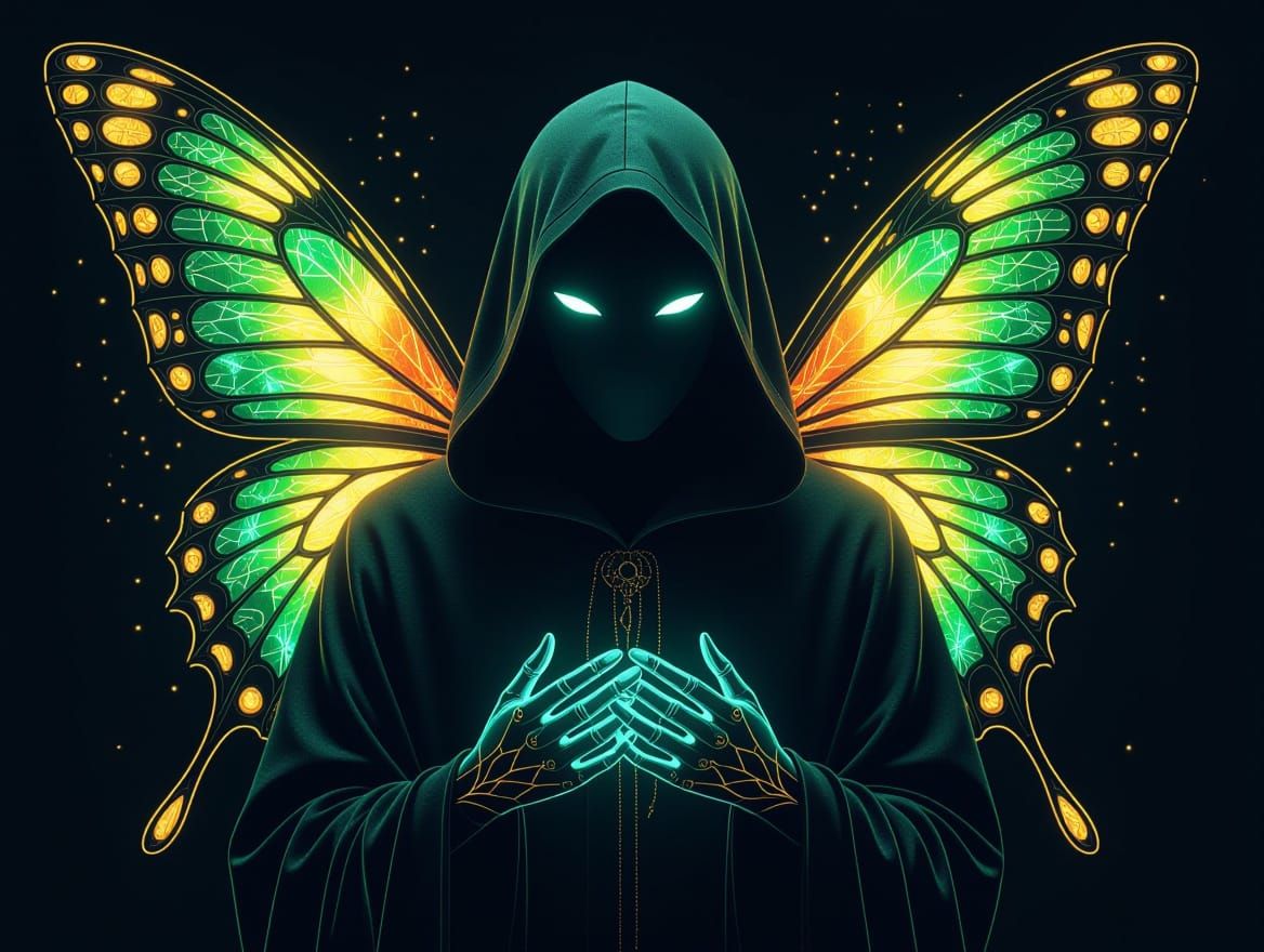 Surreal digital artwork of a mysterious faceless humanoid figure in a ...