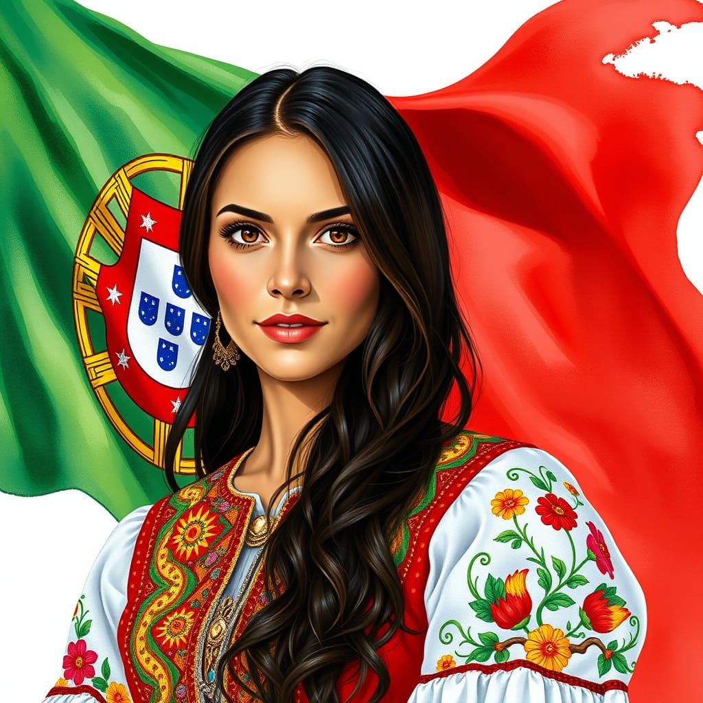 Miss Portugal - Glamorous Portuguese Beauty in Traditional F...