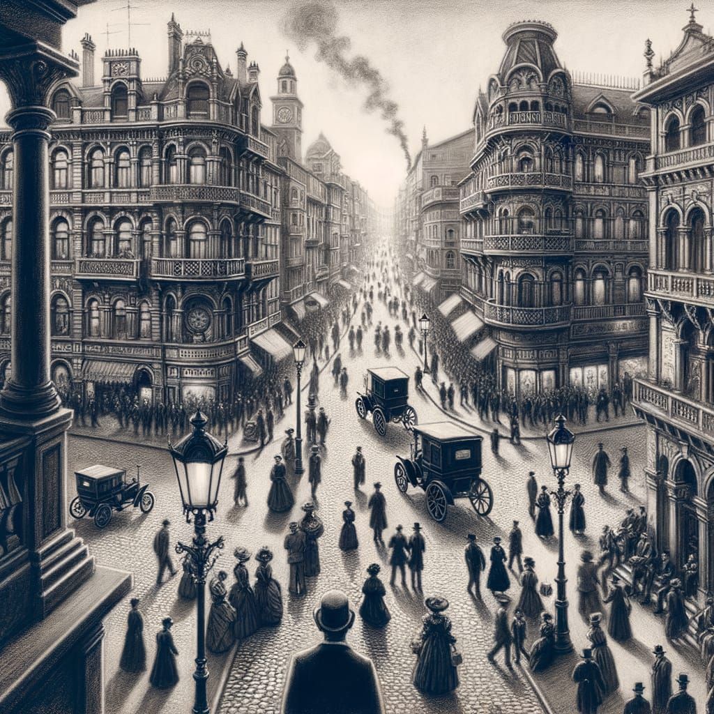 A Bustling Italian City Street Scene in Victorian ... - AI Art