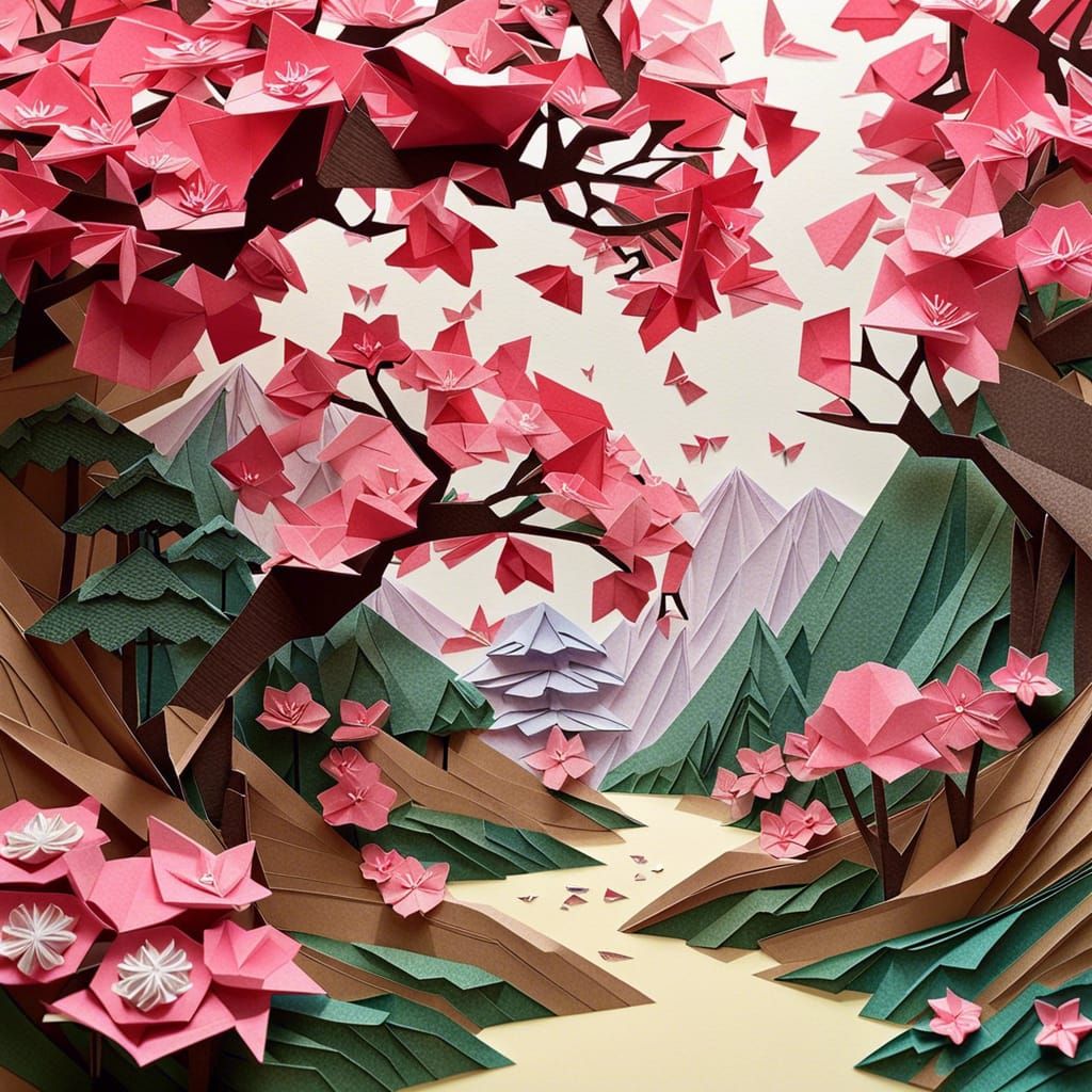 Origami forest - AI Generated Artwork - NightCafe Creator