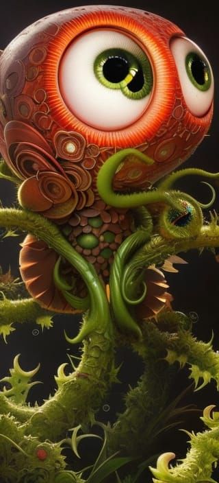 "cute little carnivorous plant creature with massive big eyes!!! Fae ...